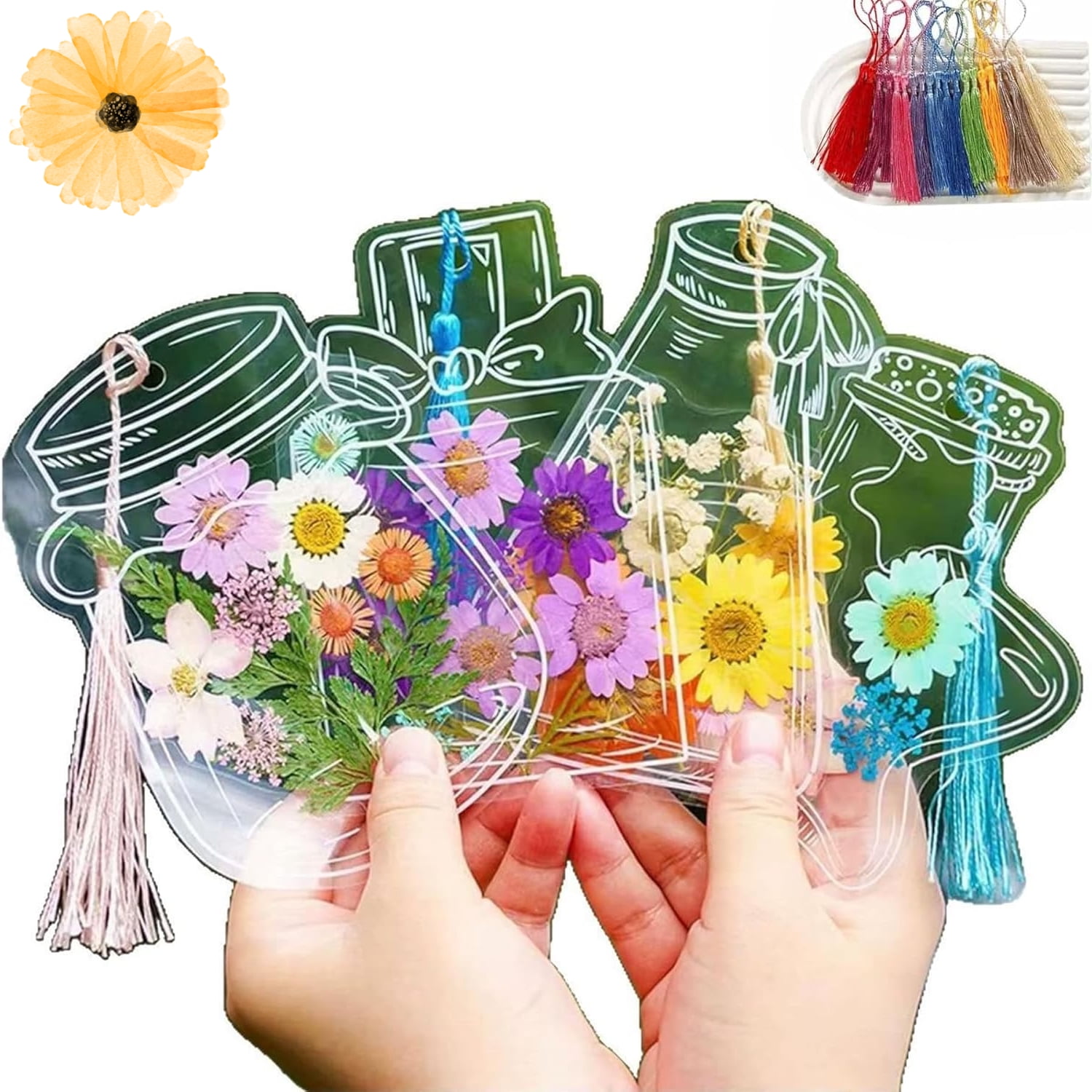 100PCS Thousand Flower Bookmark, DIY Transparent Dried Flower Bookmarks ...
