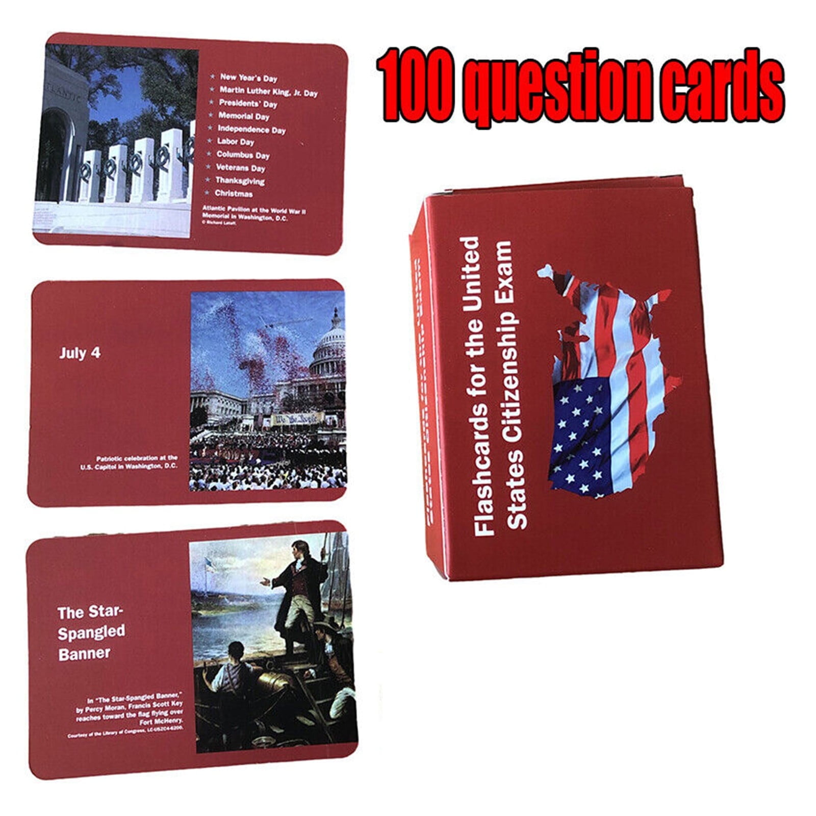100PCS US Citizenship Flash Cards 2025,US Citizen Test Flash Cards ...