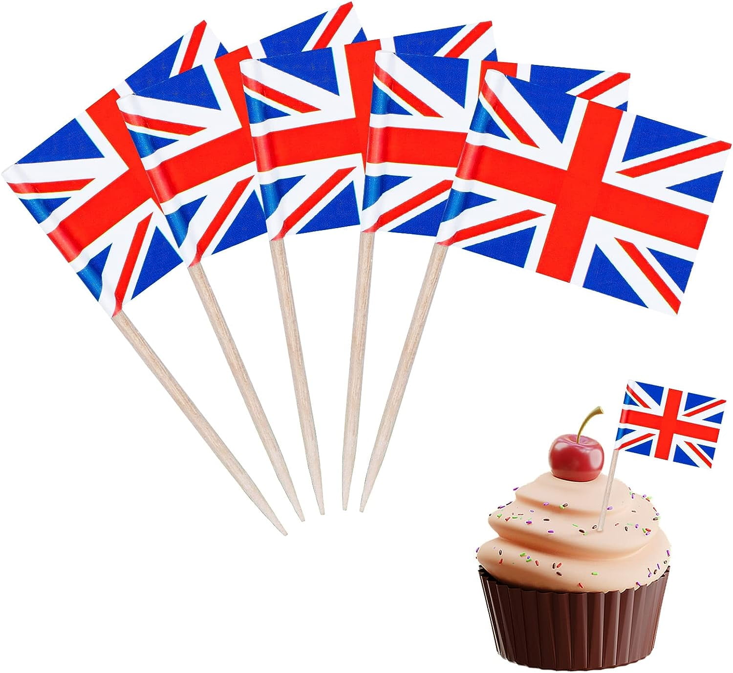 100PCS Union Jack Toothpick Flags Cupcake Toppers Decorations for Party ...