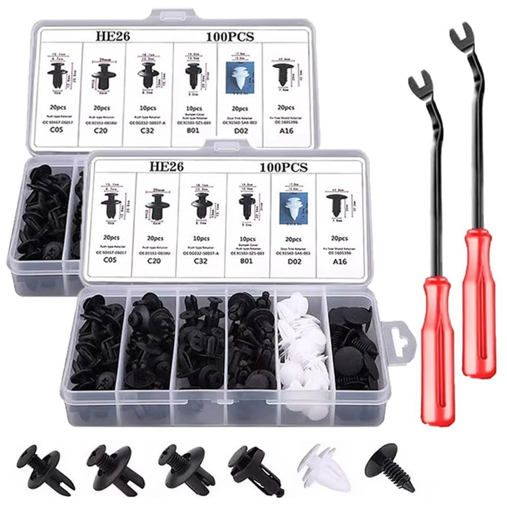 100PCS Universal Expansion Screw Clips Set, 6 Sizes Car Retainer Clips ...
