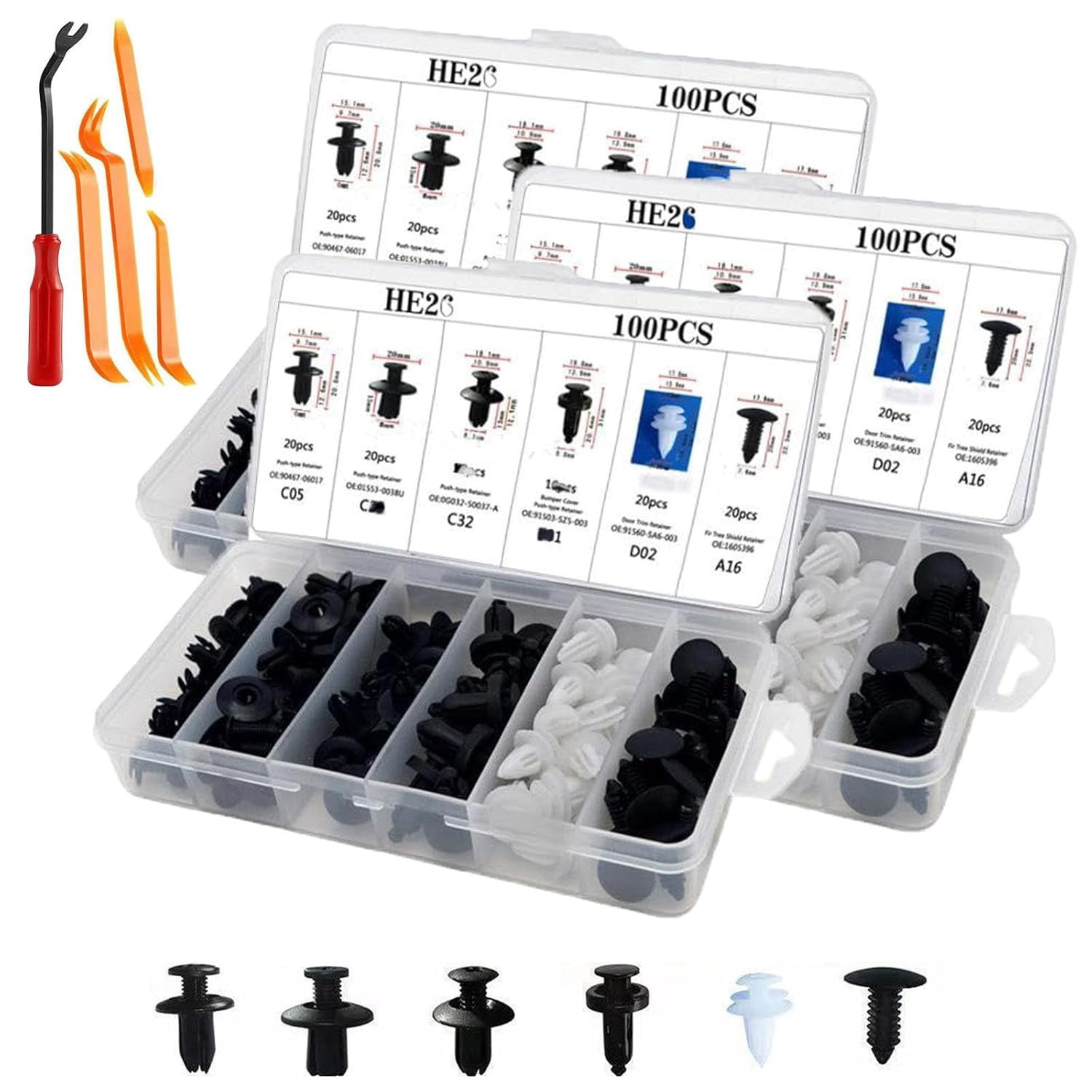 100PCS Universal Expansion Screw Clips Set, Automotive Plastic Fastener ...