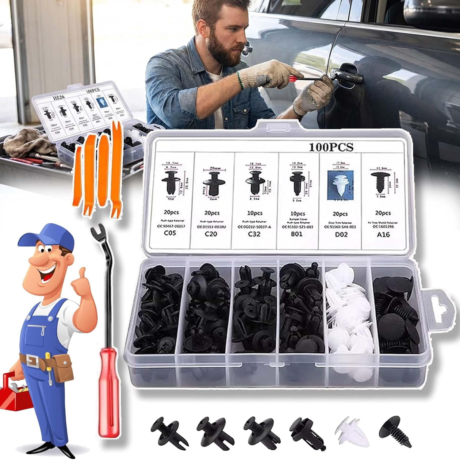 100PCS Universal Expansion Screw Clips Set, Universal Expansion Screw ...