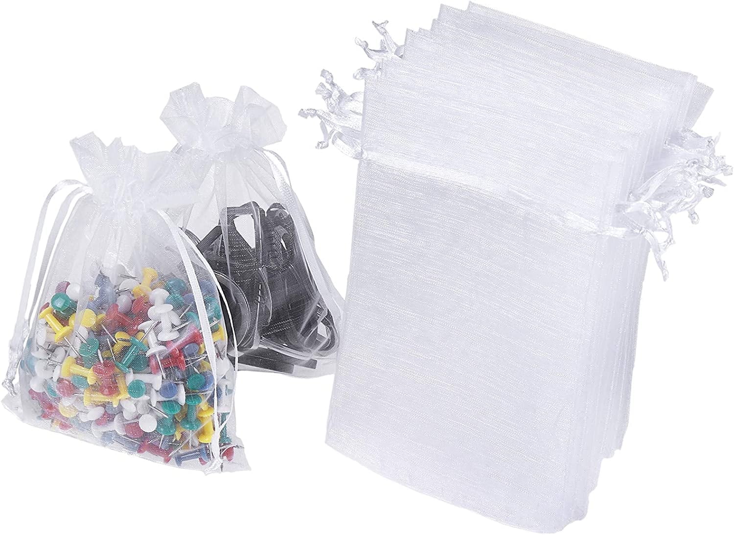 100PCS White Organza Gift Bags 4x6 inch,Casewin Sheer Organza Bags ...