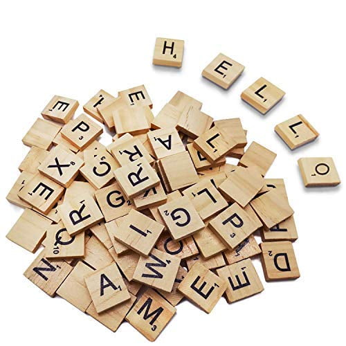 100PCS Wood Letter Tiles-Wooden Scrabble Tiles-Scrabble Letters for ...