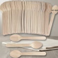 100PCS Wooden Spoons Disposable - Natural Bamboo Spoons, Compostable ...