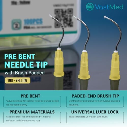 100PCs Dental Grade 19G Pre Bent Needle Tip with Brush Padded by ...