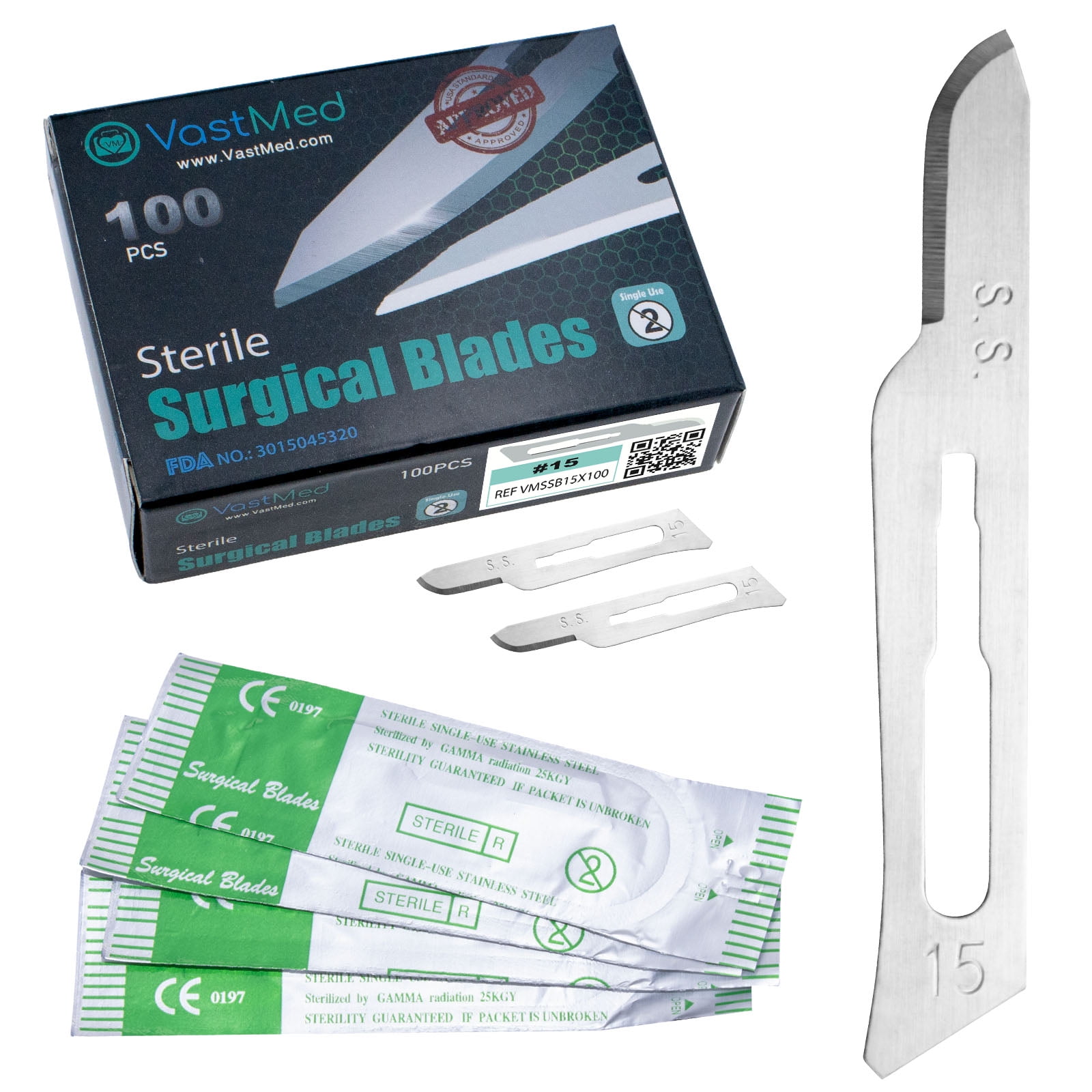 100PCs Dental Grade Stainless Steel Sterile Surgical Blades by VASTMED ...