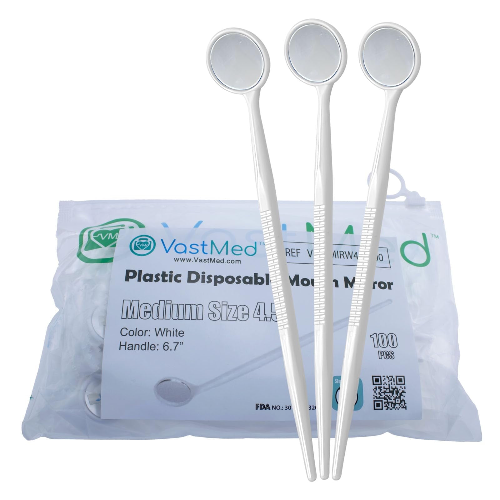 100PCs Disposable Dental Mouth Mirrors by VASTMED Oral Dental Mirror ...