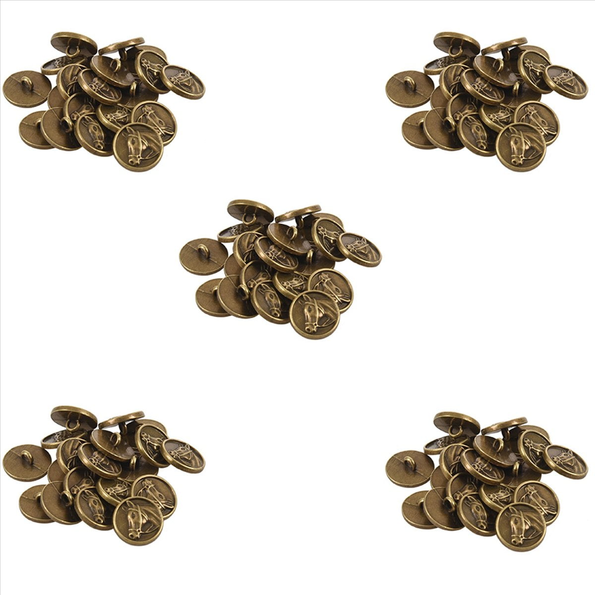 100PCs Zinc Alloy Buttons Horse Head Carved Round Bronze Tone 15mm( 5/8 ...
