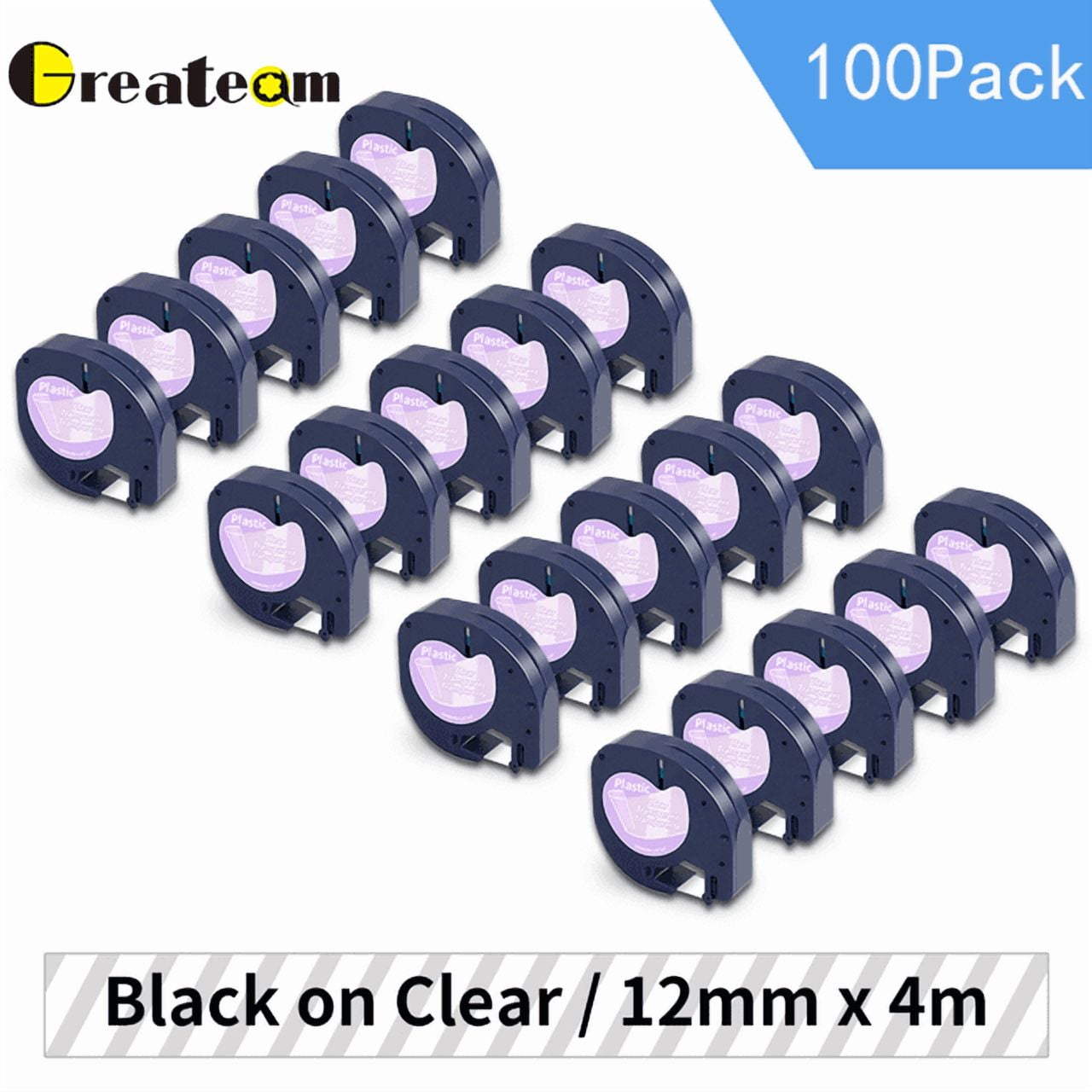 100PK Compatible Dymo LetraTag 16952 Clear Plastic 12mm Label Tape LT ...