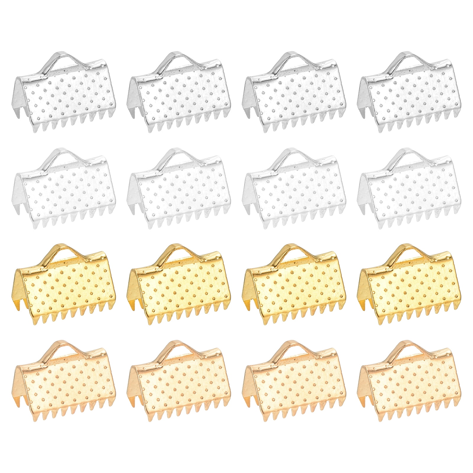 100Pack 10mm Ribbon Crimp Clamp Ends, Fasteners Clasp Crimp Ends, 4 ...