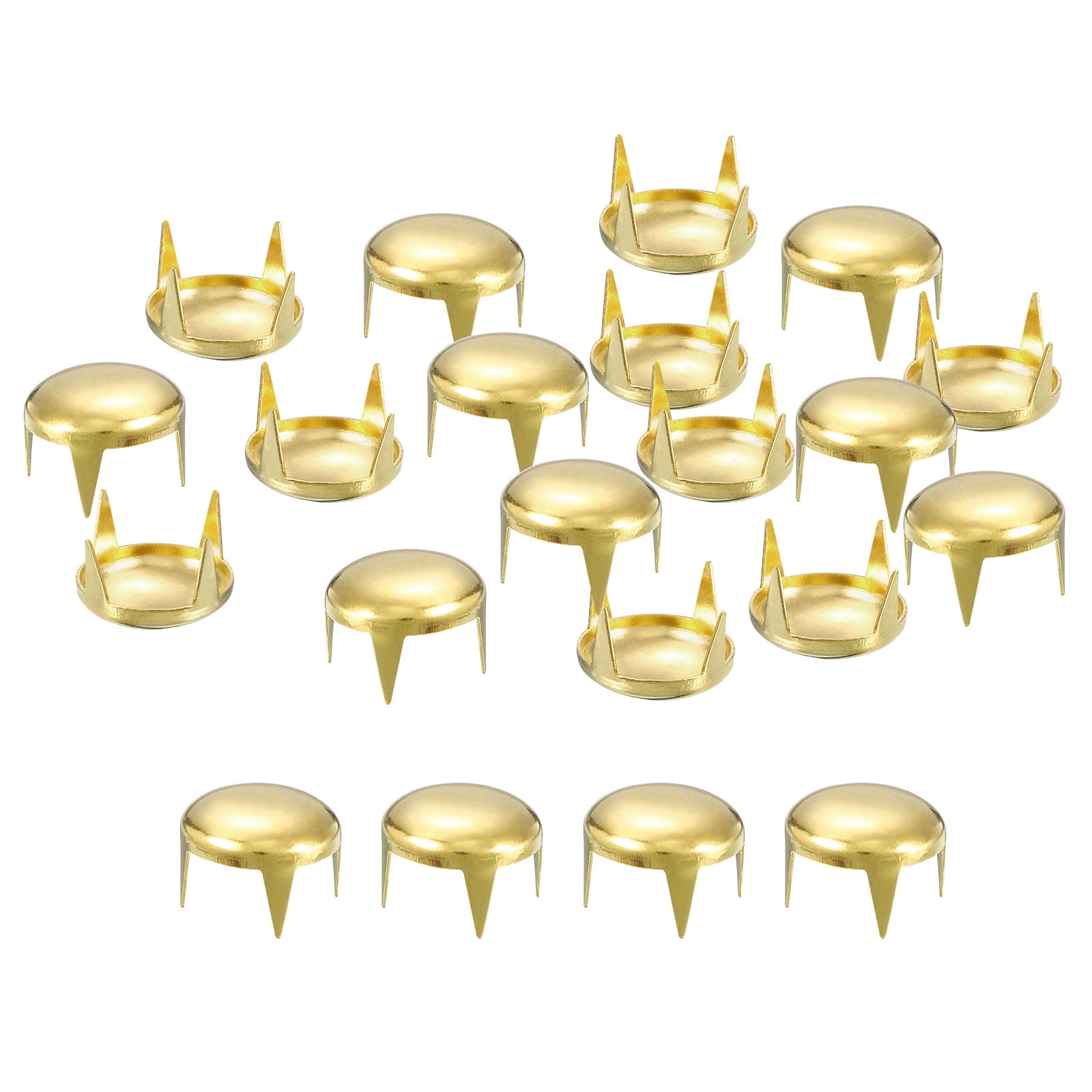 100Pack 12mm Gold Round Dome Studs Metal Claw Beads Nailhead for ...
