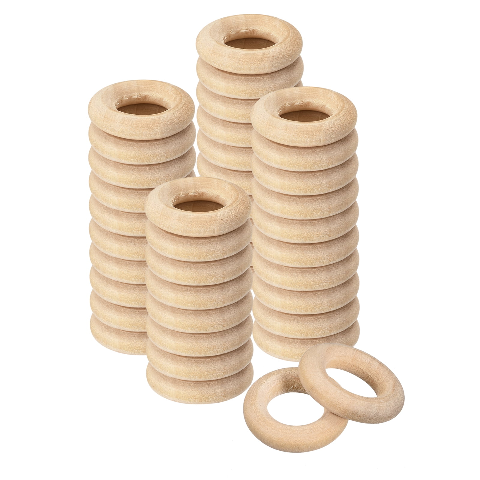 100Pack 20mm(0.8") Natural Wood Rings, 5mm Smooth Unfinished Wooden ...