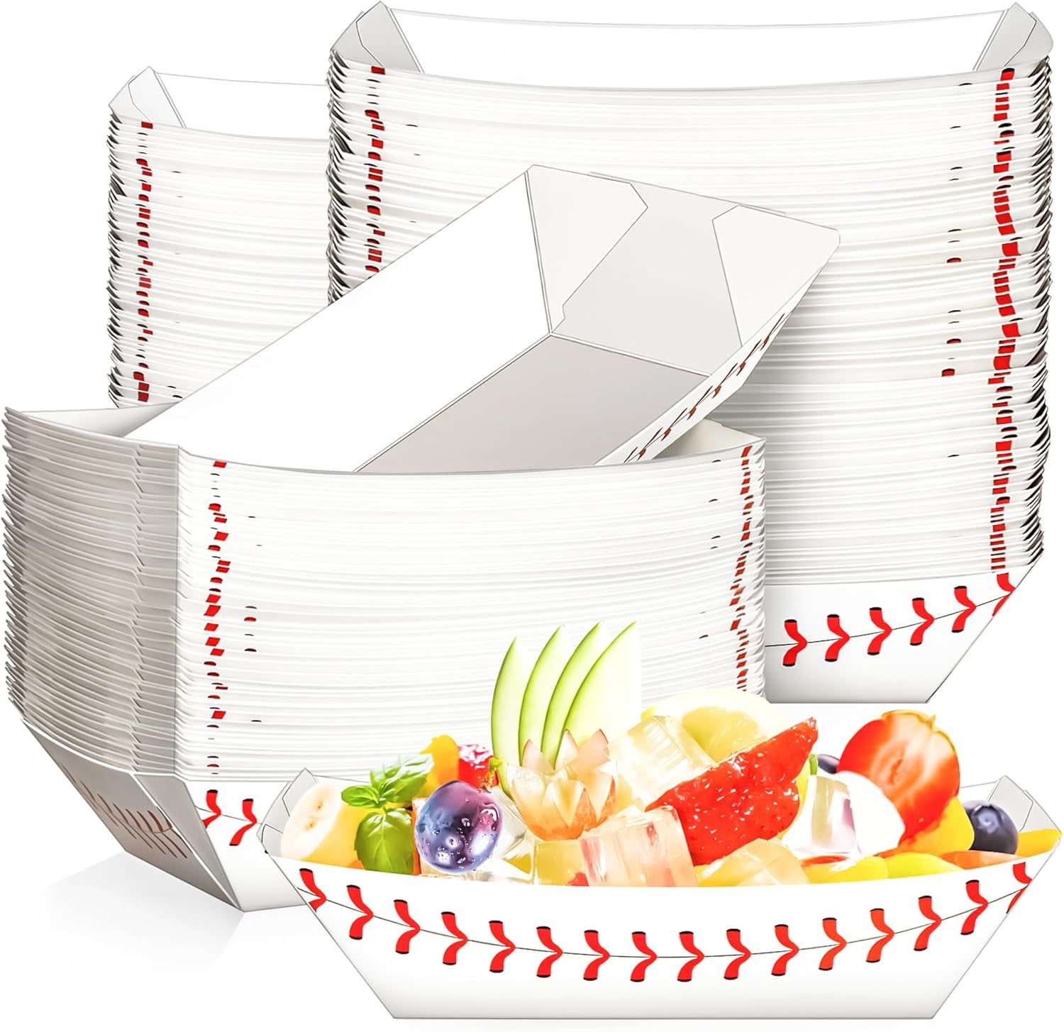 100Pack 2Lb Paper Food Boat Trays, Baseball Birthday Decorations ...