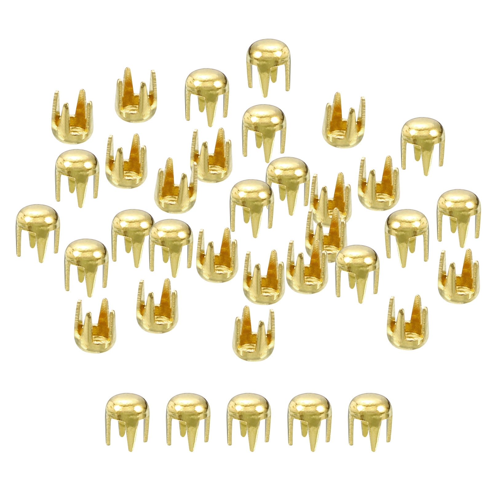100Pack 3mm Gold Round Dome Studs Metal Claw Beads Nailhead for Leather ...