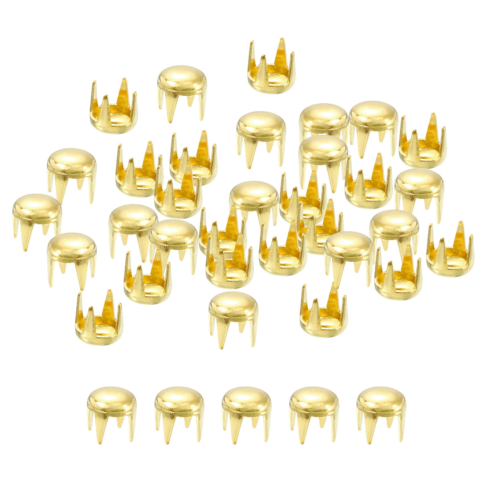 100Pack 4mm Gold Round Dome Studs Metal Claw Beads Nailhead for Leather ...