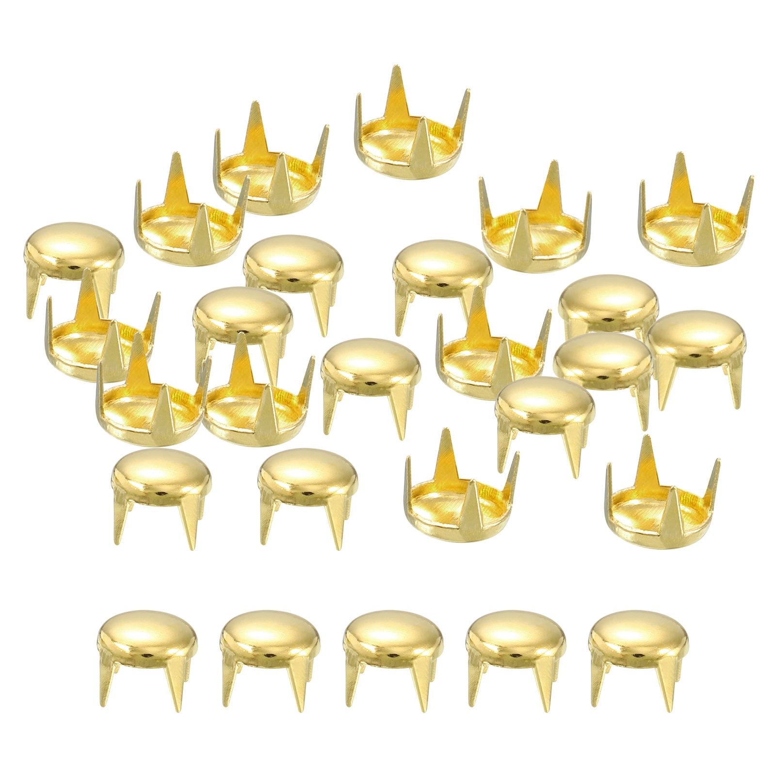 100Pack 7mm Gold Round Dome Studs Metal Claw Beads Nailhead for Leather ...