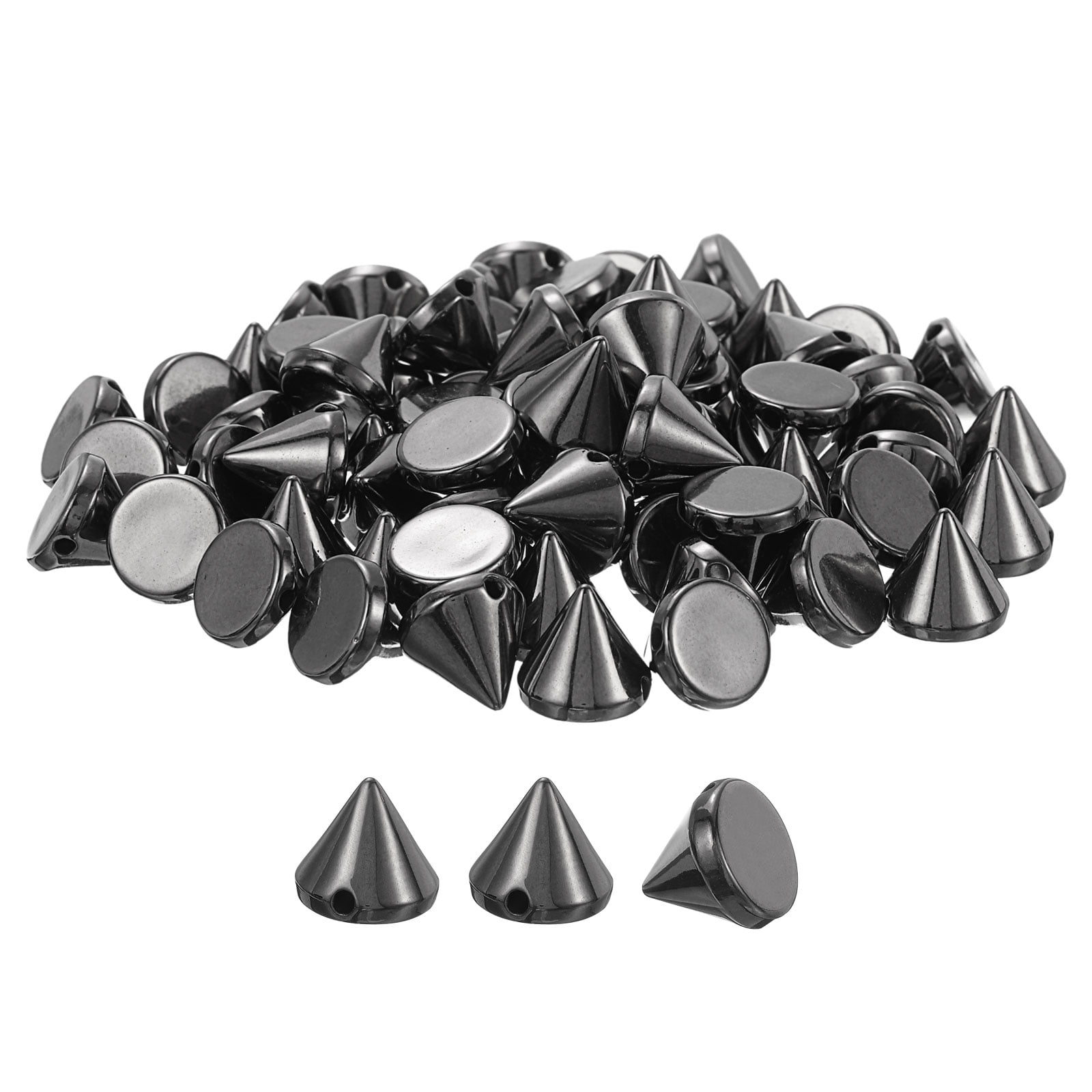 100Pack Acrylic Spike Cone Studs, 10x12mm Flat Back Sew on Glue on Punk ...
