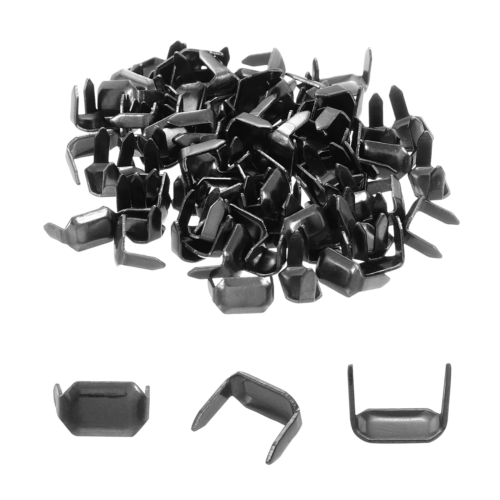 100Pack Brass Leather Staples, 8mm Two Prong Belt Loops Fasteners, Gun ...