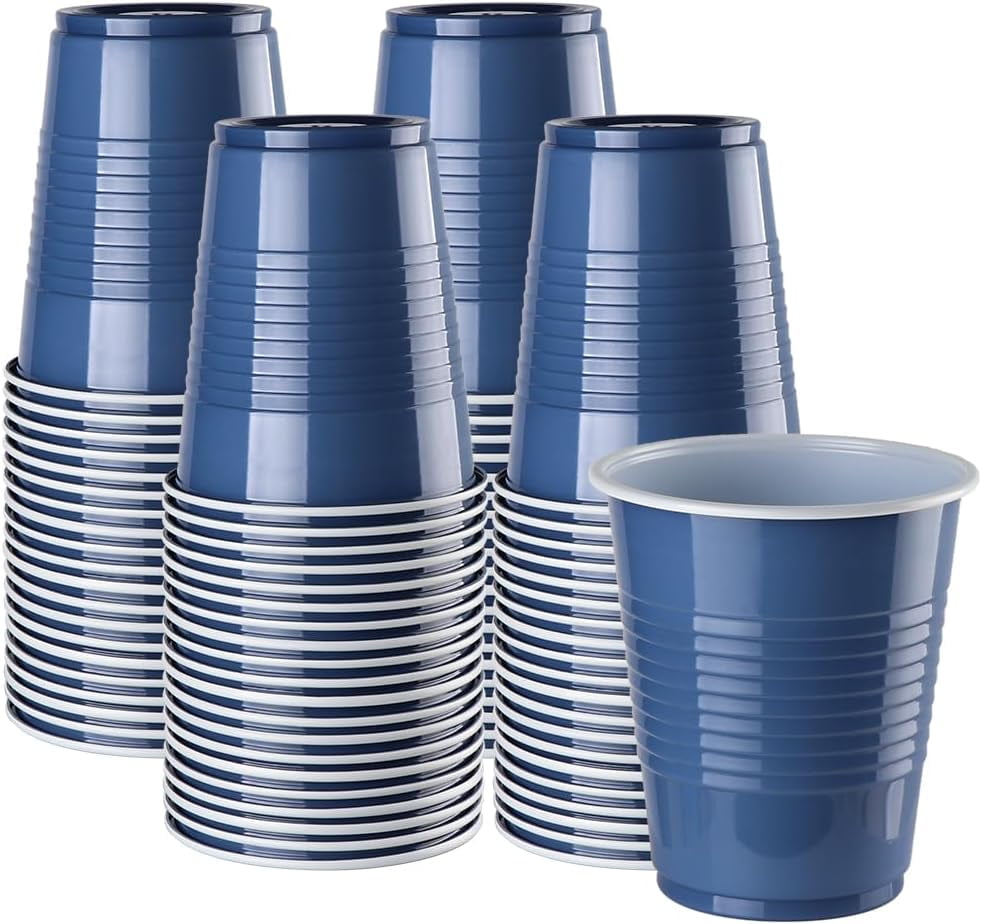 100Pack Disposable Plastic Cups, Indigo Blue Disposable Cups, 12 Ounce ...