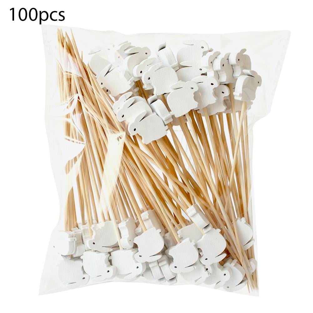 100Pack Easter Toothpicks for Appetizers Natural Bamboo Cocktail Picks ...
