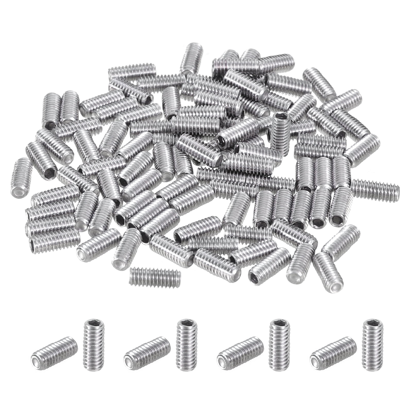 100Pack Hex Socket Grub Screw, M2.5x6mm 304 Stainless Steel Head Socket ...