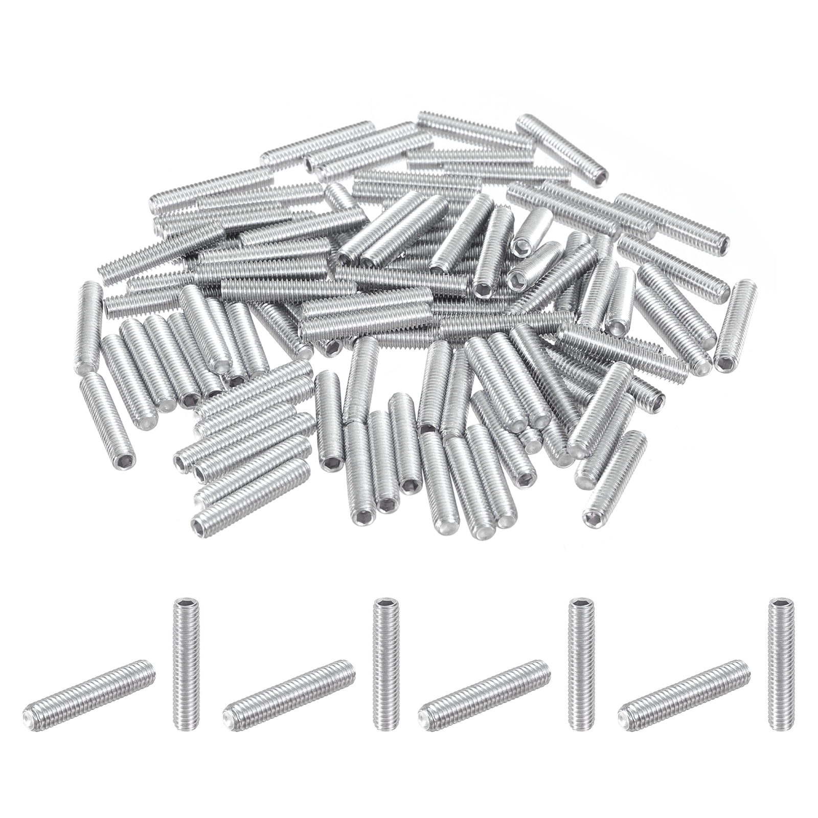 100Pack Hex Socket Grub Screw, M4x20mm 304 Stainless Steel Head Socket ...