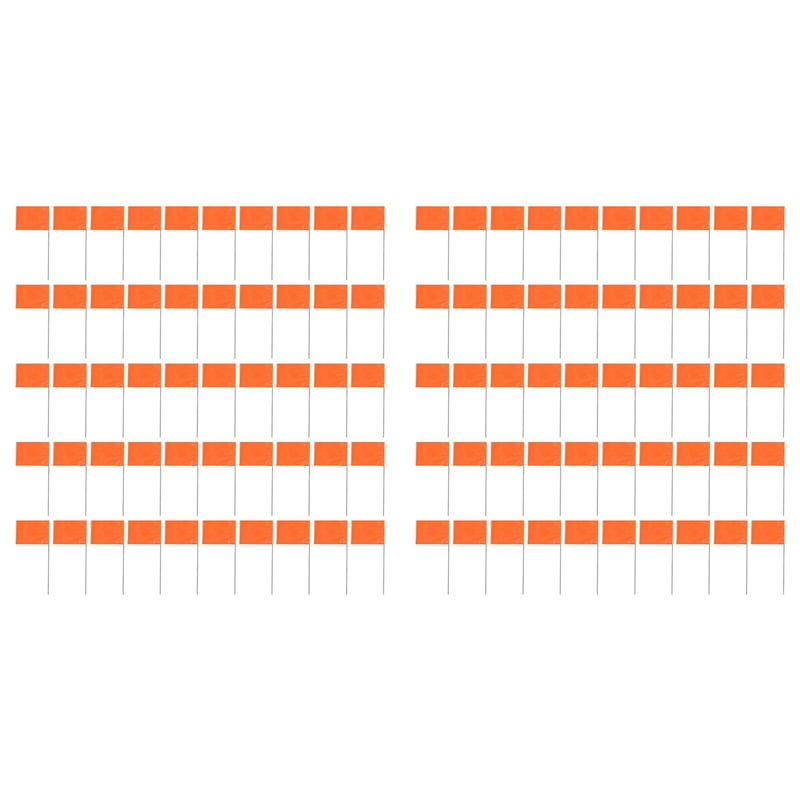 100Pack Marking Flags, Orange Yard Flags 15x4x5Inch, Marker Flags, Lawn ...