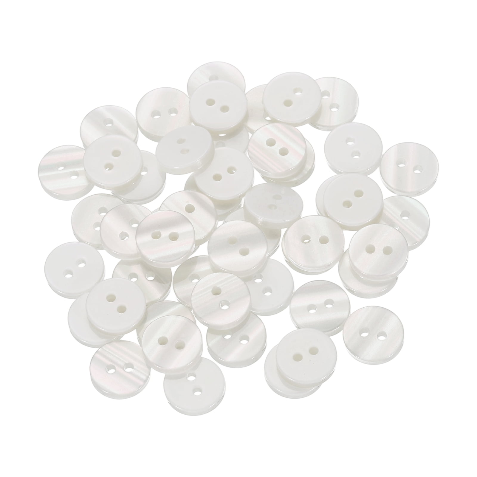 100Pack Natural Shell Button, 2 Hole 10mm Pearlescent Button for Shirt ...