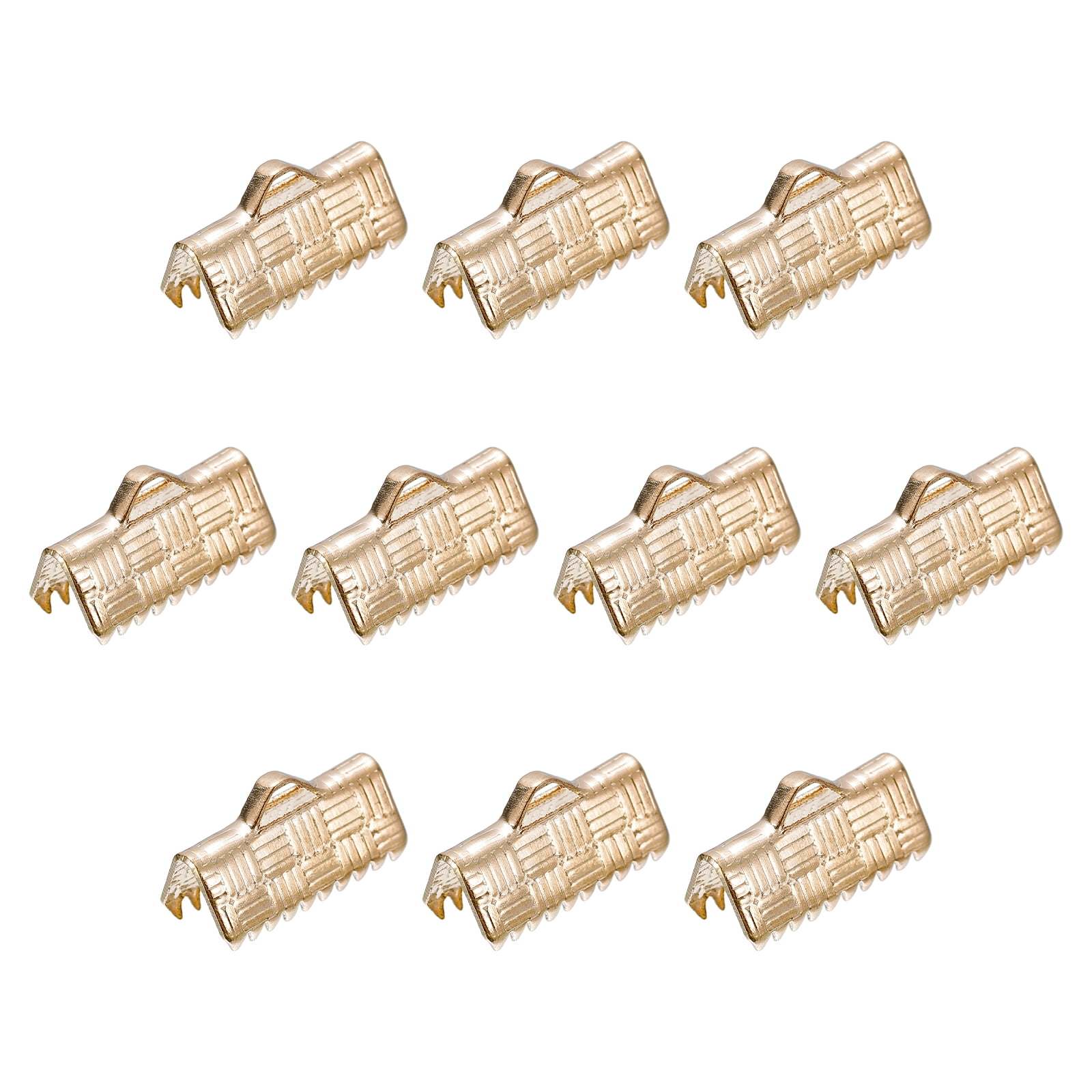 100Pack Ribbon End Crimp Clamps, 13mm Stripe Texture Pinch Cord End ...