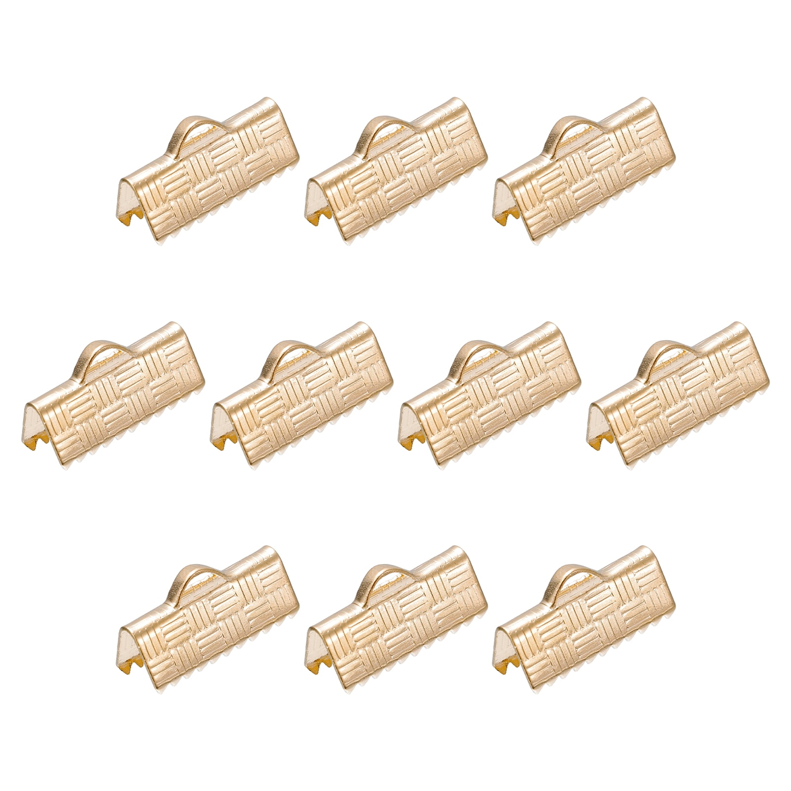 100Pack Ribbon End Crimp Clamps, 16mm Stripe Texture Pinch Cord End ...