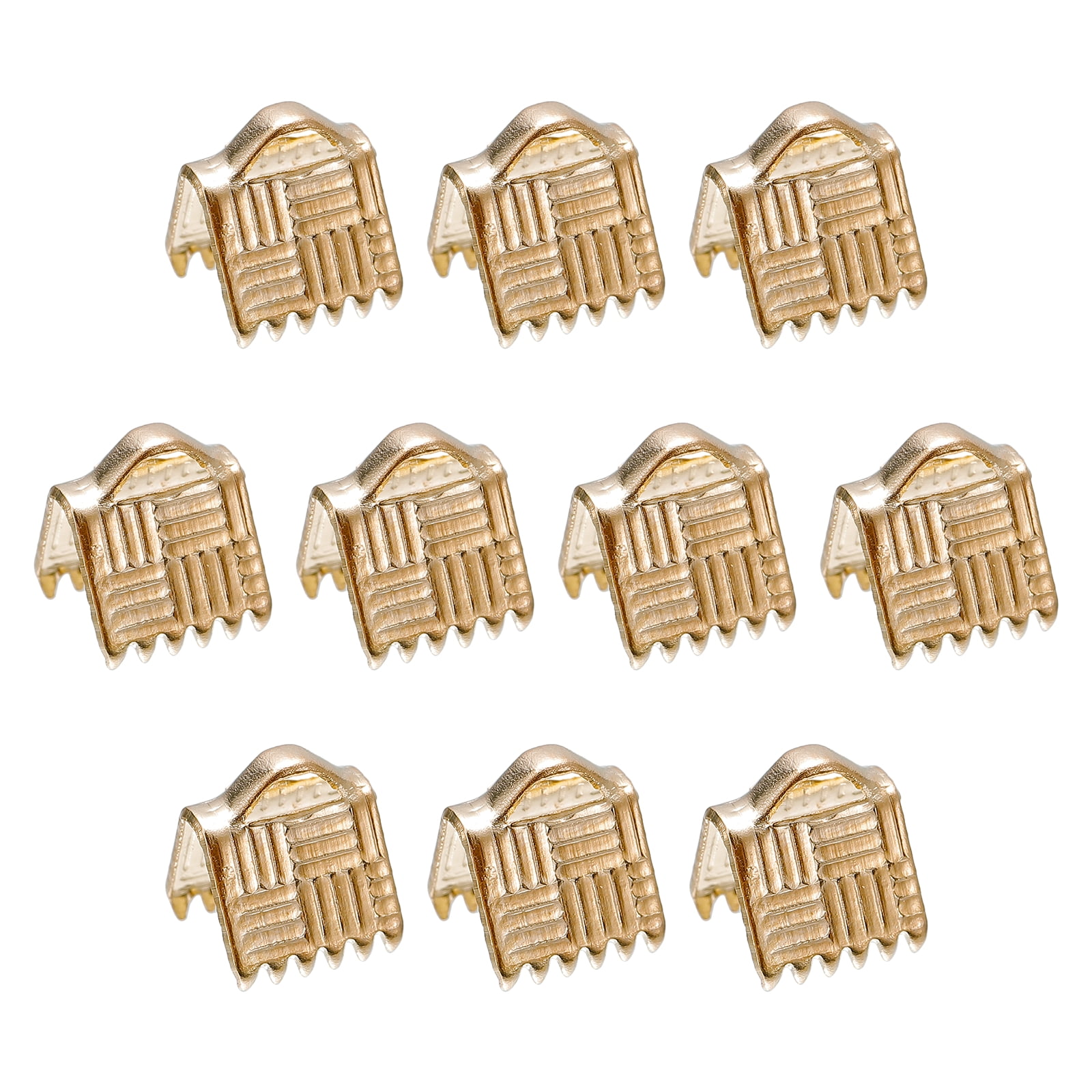 100Pack Ribbon End Crimp Clamps, 6mm Stripe Texture Pinch Cord End ...