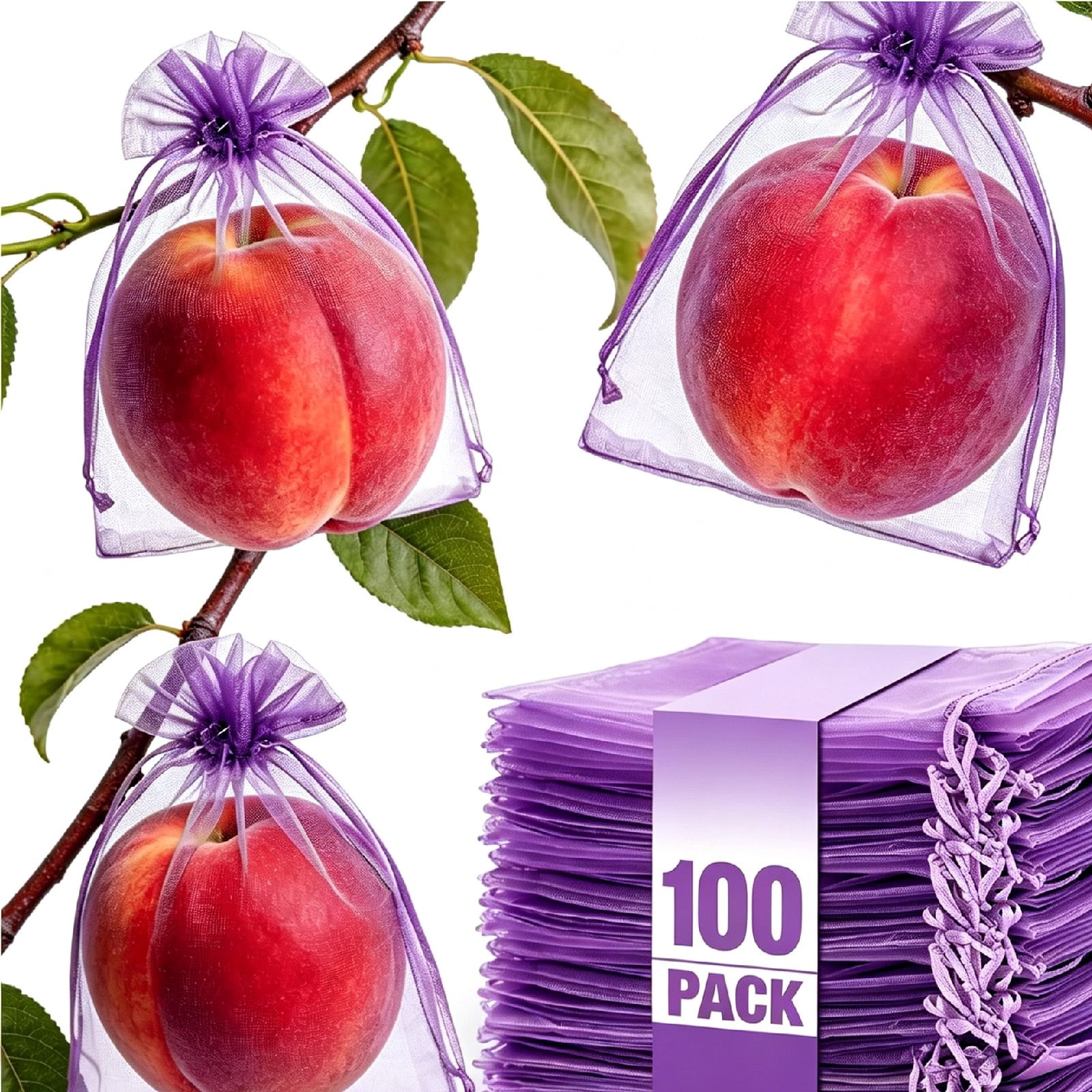 100Pack S-XL Eugene Yarn Drawstring Fruit Protection Bags, Mesh Fruit ...