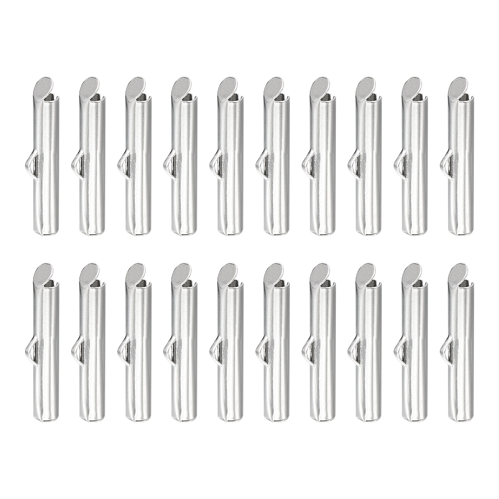 100Pack Slide on End Clasps, 20mm Tube Ball Bead Slider Crimp Ends ...