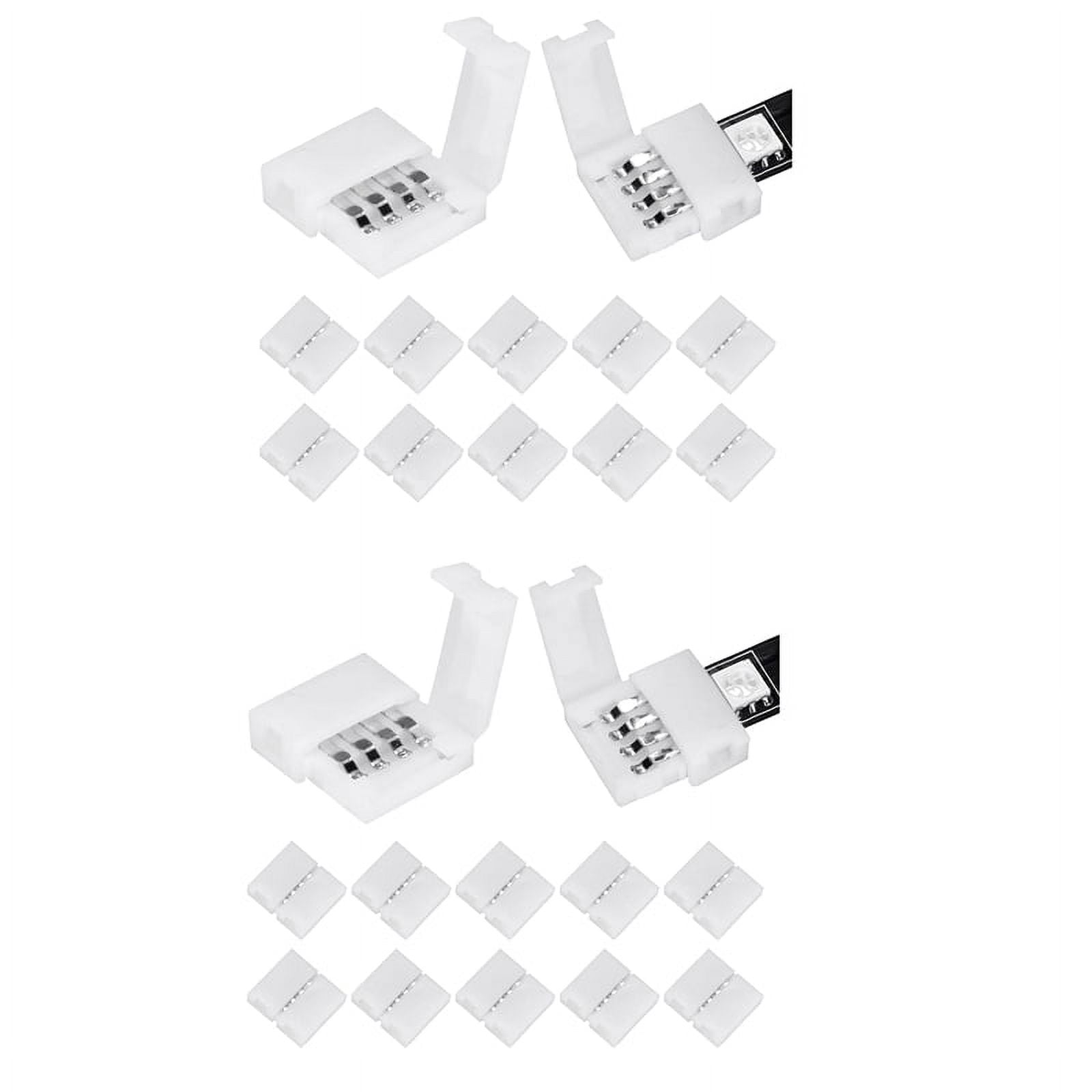 100Packs 4-Pin RGB LED Light Strip Connectors 10mm LED Strip Gapless ...