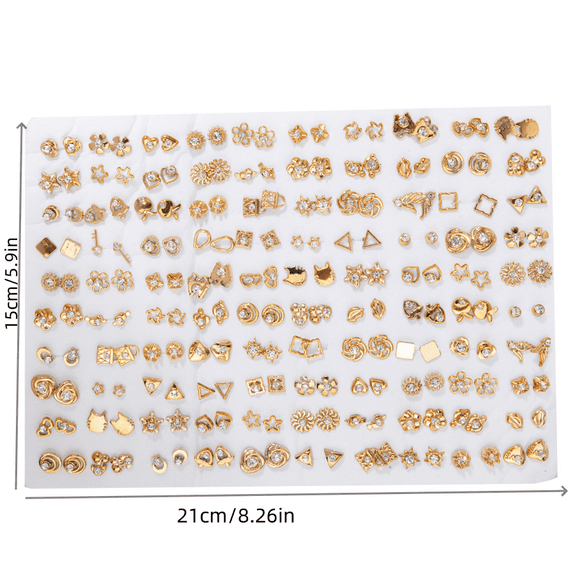 100Pairs Acrylic Crystal Heart Star Moon Small Stud Earrings Set For ...
