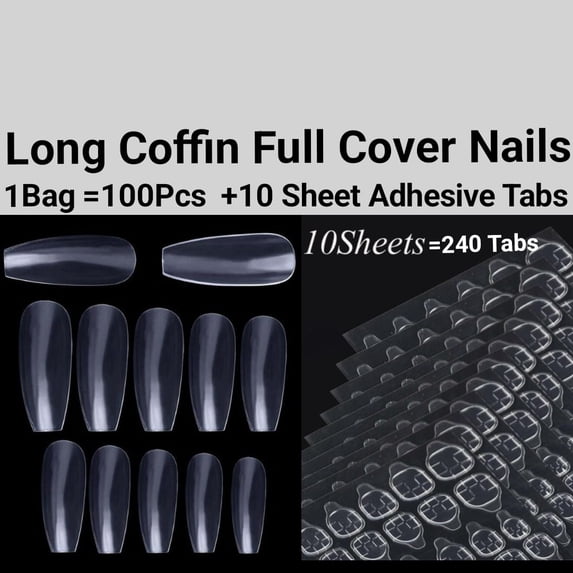 100Pc Long Ballerina/Long Coffin/Long Almond/Long Oval/Full Cover ...