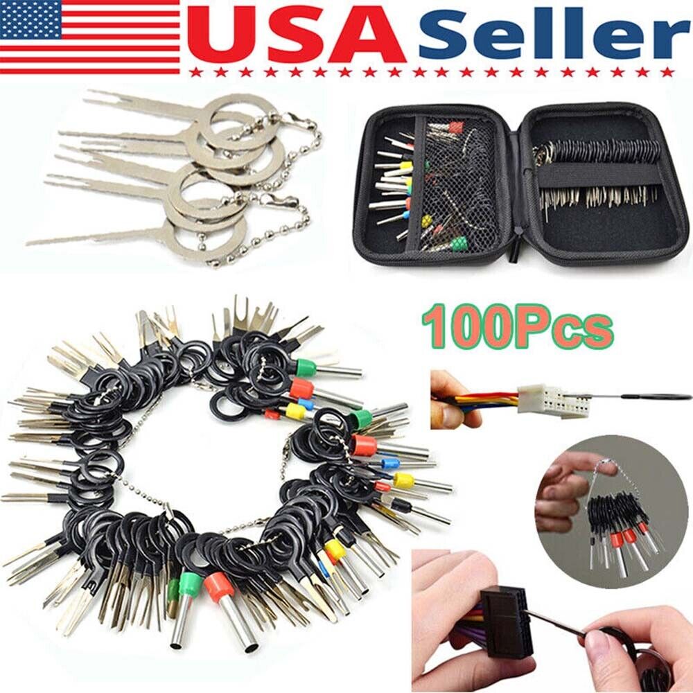 100Pc Pin Ejector Wire Kit Extractor Auto Terminal Removal Connector ...