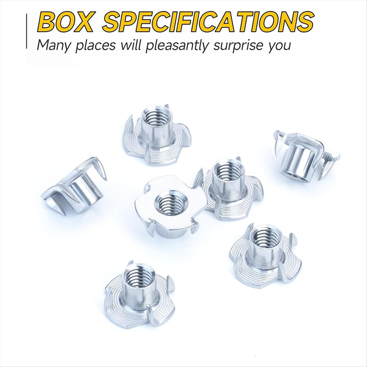 100Pcs 1/4-20 Nut, Nuts 4-Jaw Tee Nuts for Bolts and Stem Caster Wheels ...