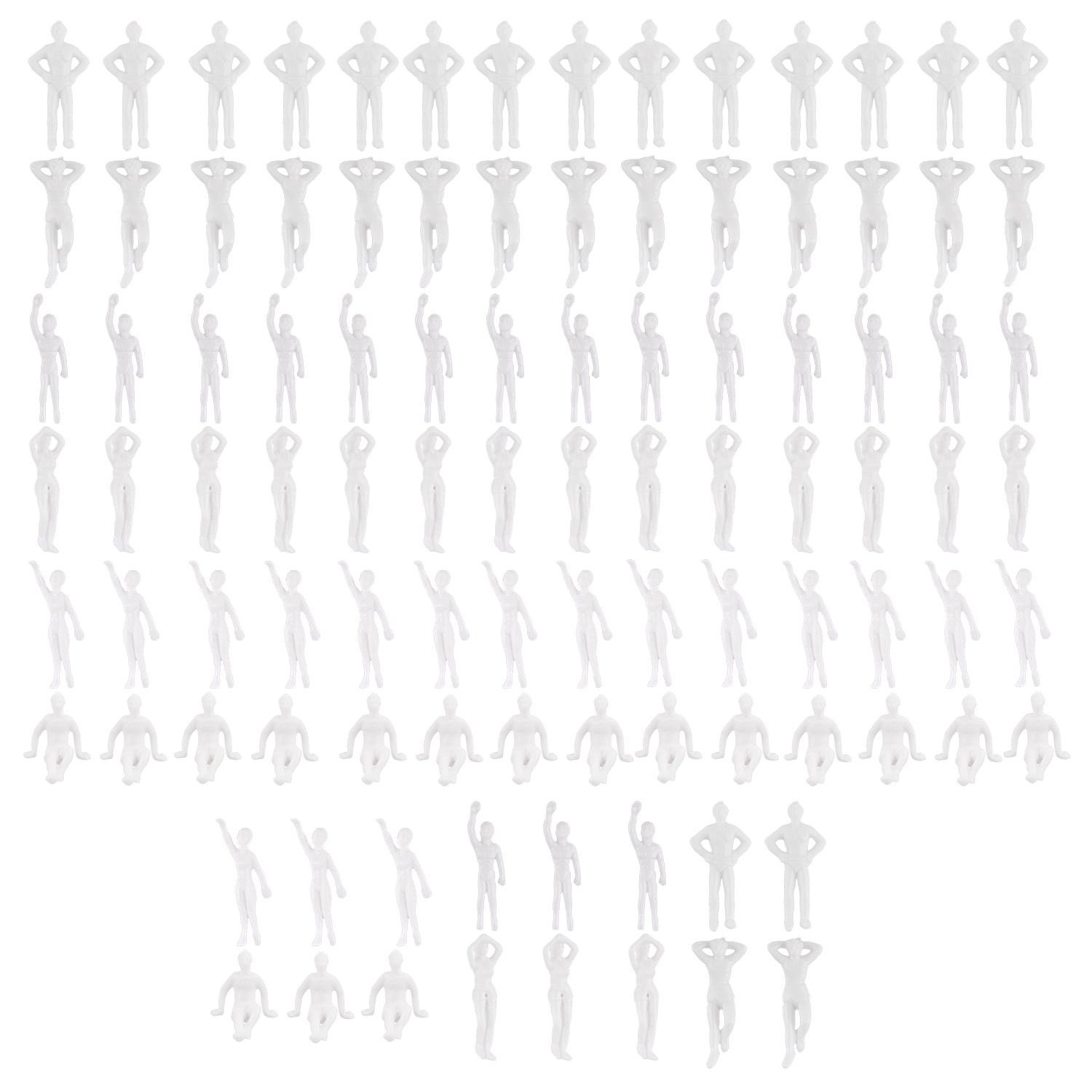 100Pcs 1:50/1:75/1:100/1:150 Swimming White Model People Figures Scale ...