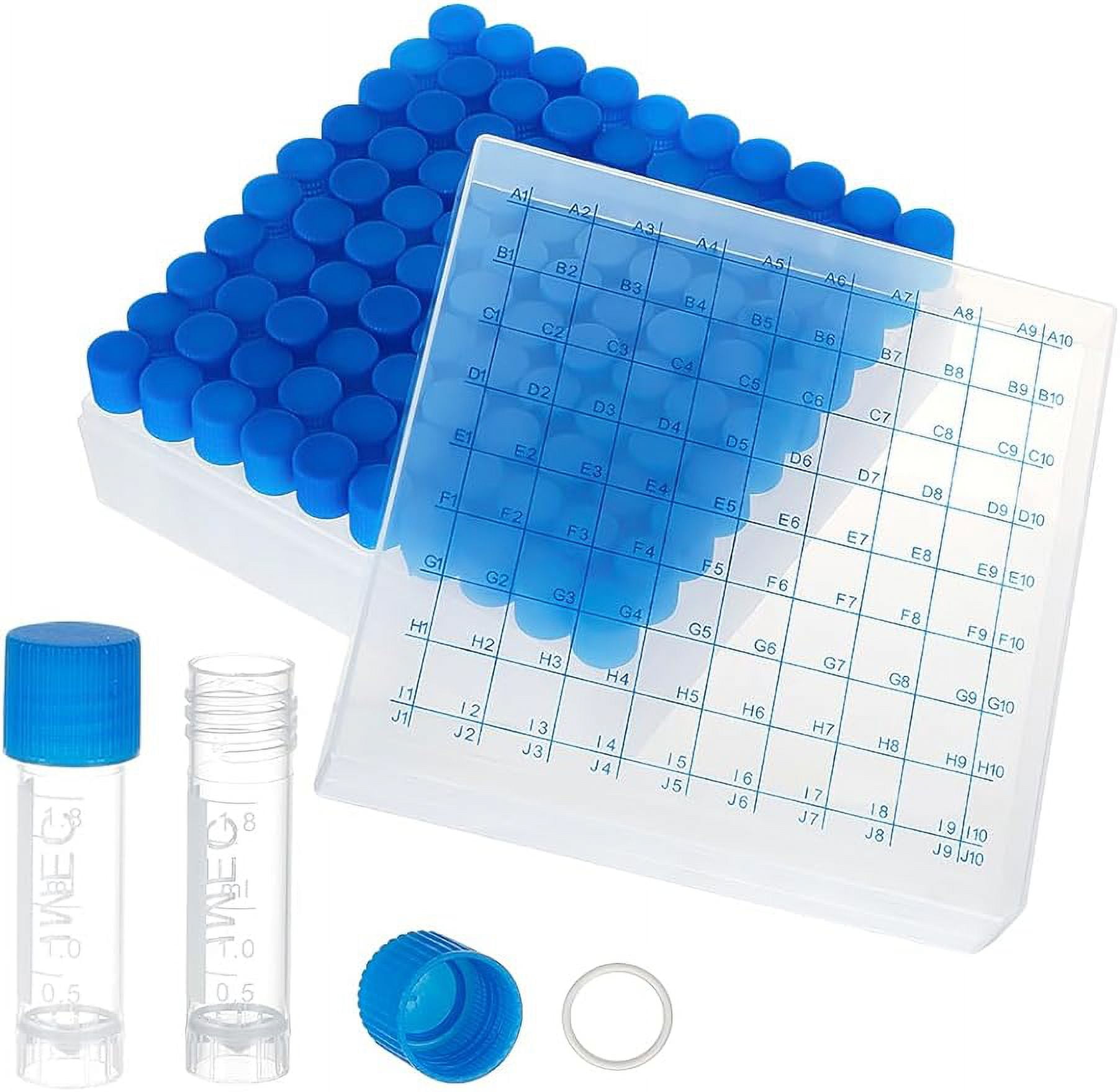 100Pcs 1.8ml Cryo Tubes Plastic Vials with Screw Caps Small Sample ...