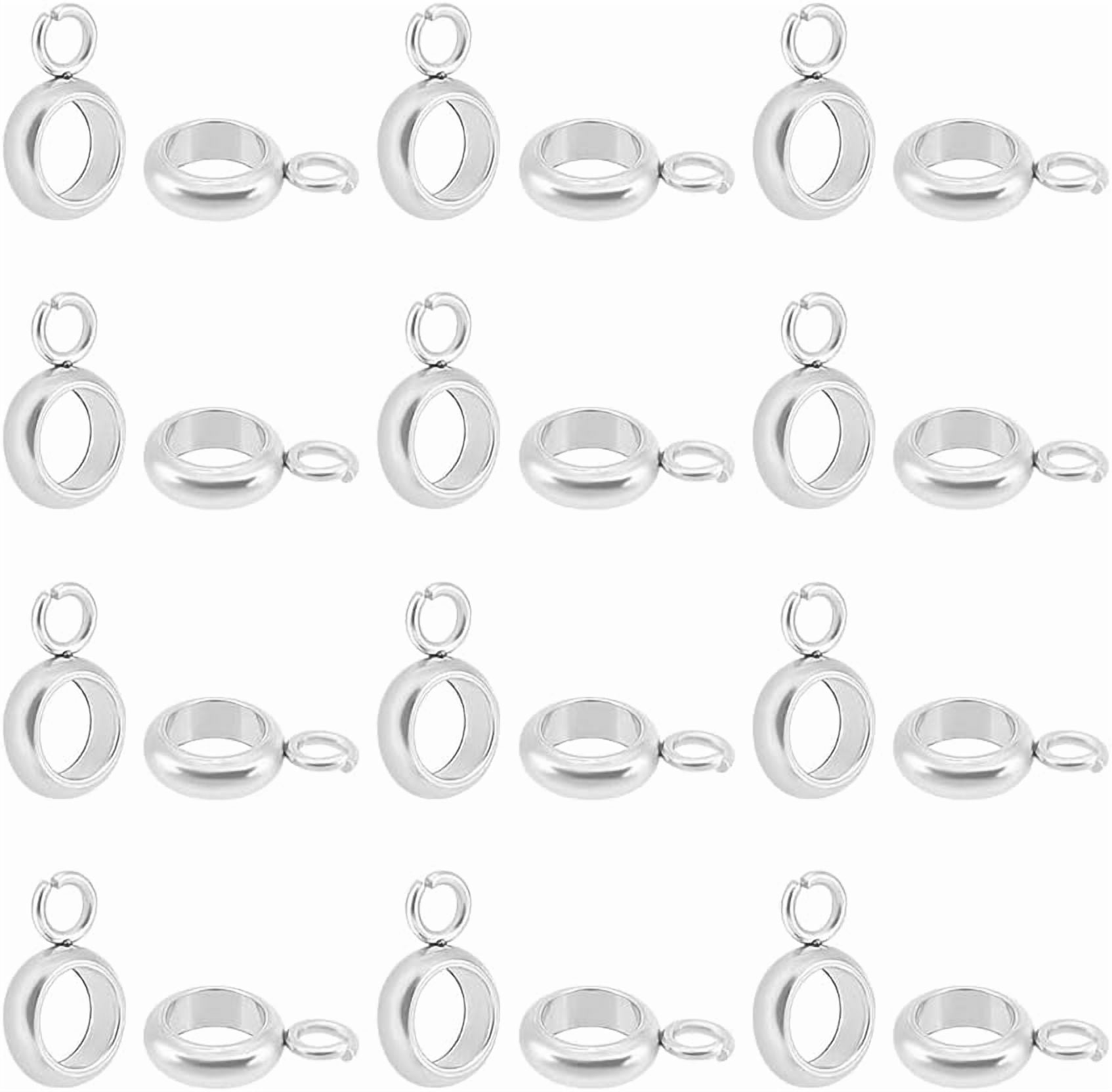 100Pcs 1.8mm Hole Stainless Steel Tube Bails Ring Bail Beads fit ...
