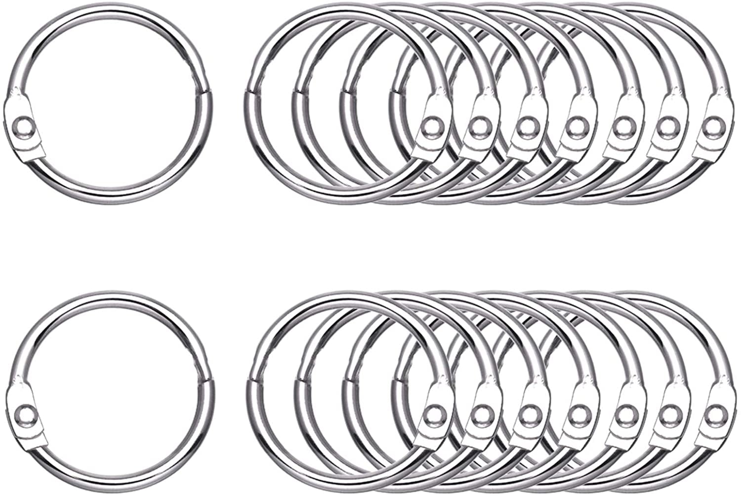 100Pcs 1 Inch Loose Leaf Binder Rings Nickel Plated Metal Office Book ...