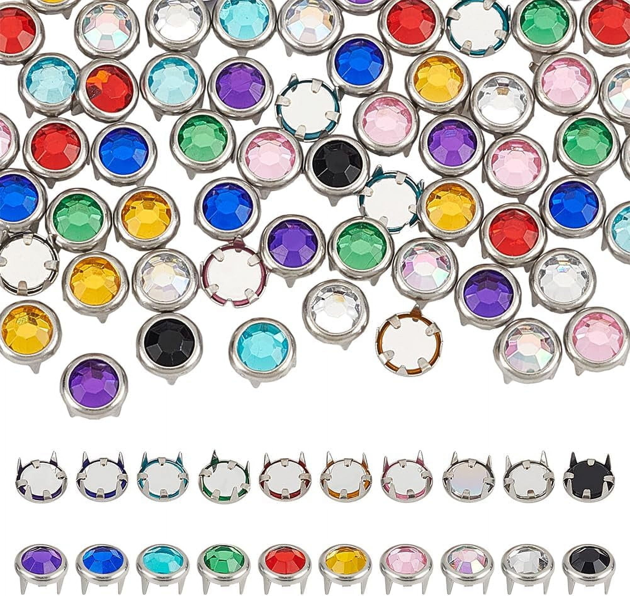 100Pcs 10 Colors Brass Rhinestone Claw Beads 8mm Fashion Nailhead Studs ...