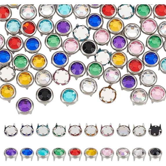 100Pcs 10 Colors Brass Rhinestone Claw Beads 8mm Fashion Nailhead Studs ...