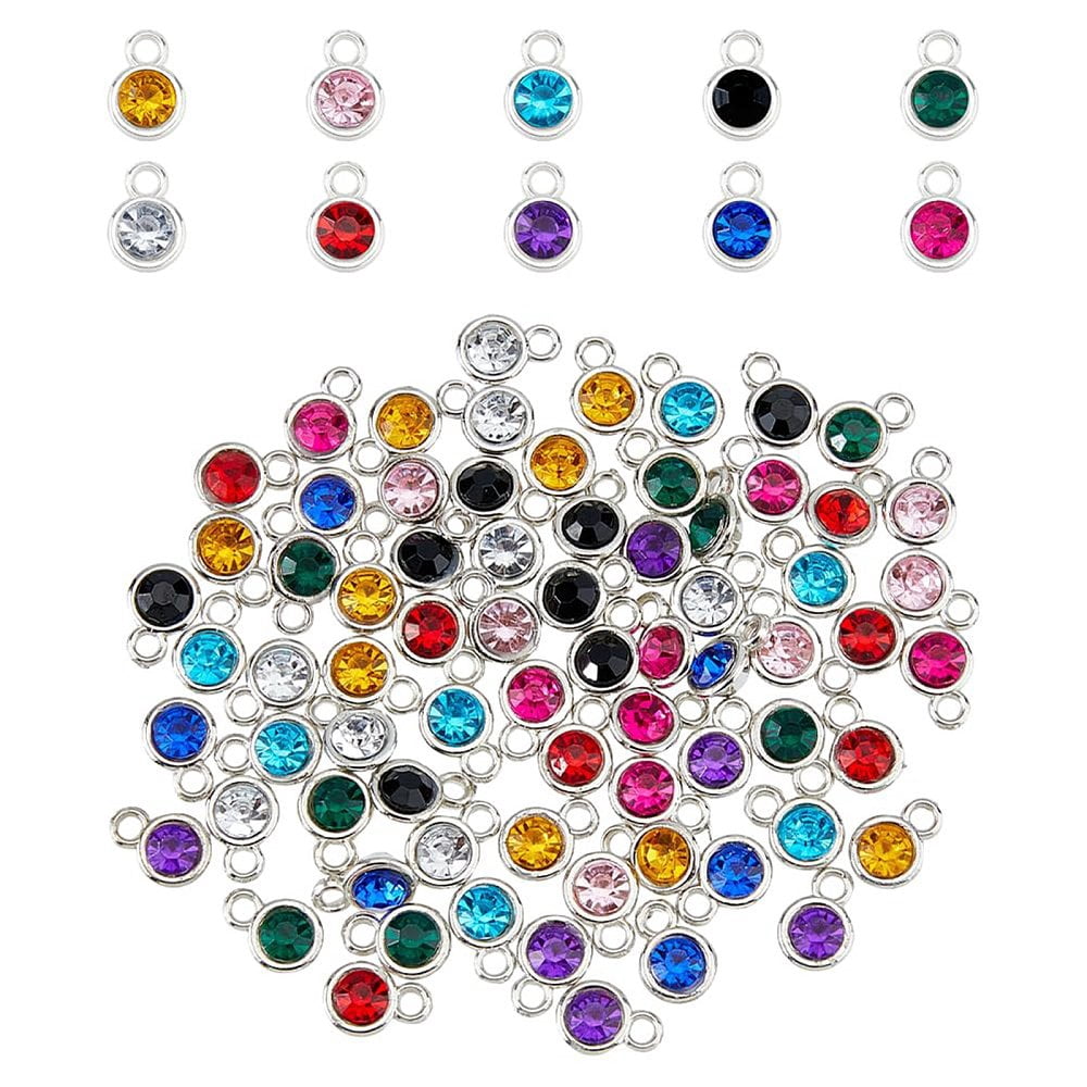 100Pcs 10 Colors CCB Plastic Charms with Resin Rhinestone Platinum ...