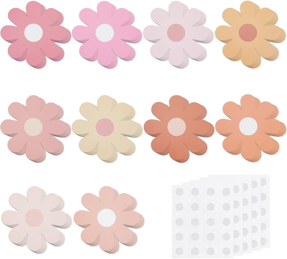 100Pcs 10 Colors Flower Paper Cutouts Floral Bulletin Board Decorations ...