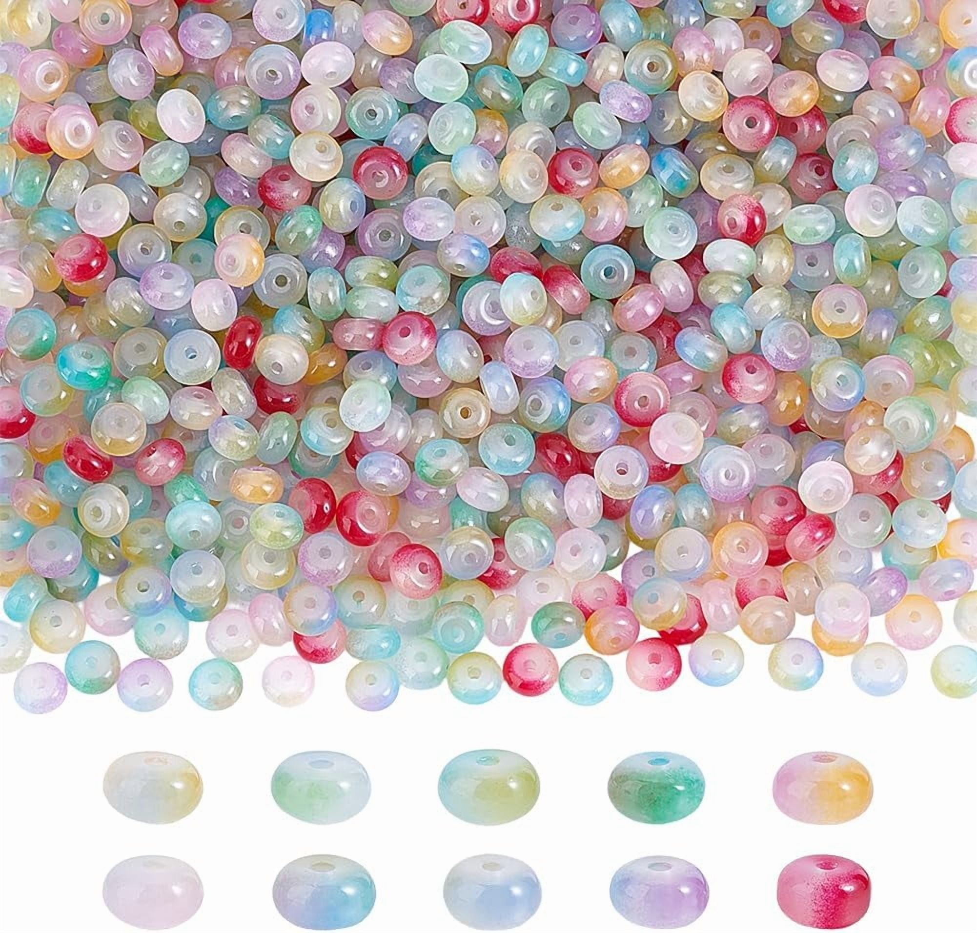 100Pcs 10 Colors Glass Abacus Beads Colorful Disc Stone Spacer Bead ...