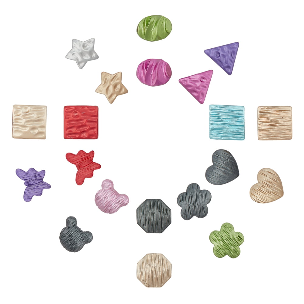 100Pcs 10 Style Resin Cabochons Square & Heart & Octagon & Flower ...