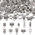100Pcs 10 Style Tibetan Style Alloy Tube Bails Loop Bails Flower & Tube ...